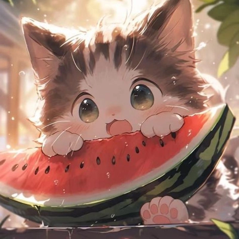 Thưởng thức ảnh avatar mèo chibi cute với nụ cười rạng rỡ